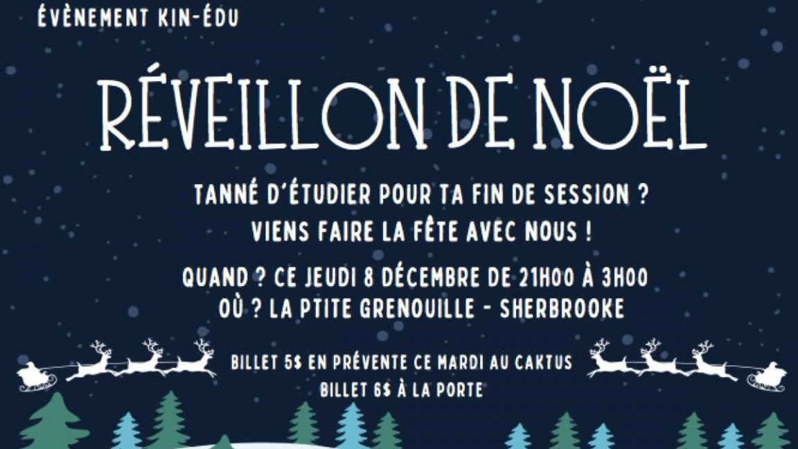 Comité Promo Kin-Éduc 2022-2026 présente Réveillon de Noël - 8 décembre ...